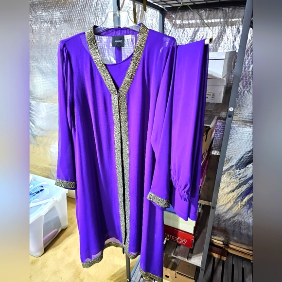Ashro | Pants & Jumpsuits | 3 Piece Long Sleeve Purple Indian Pantsuit ...